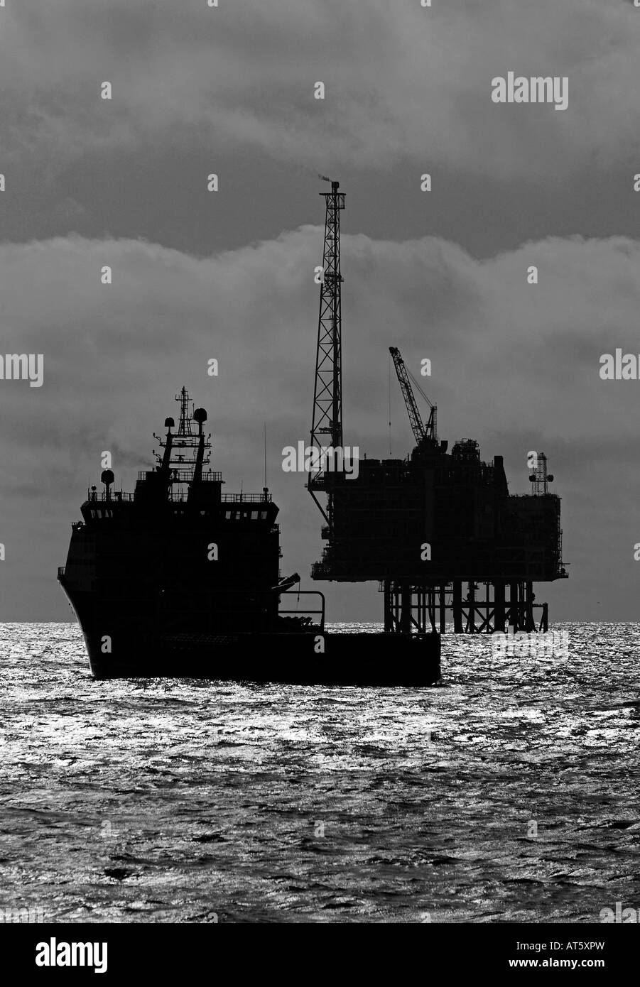 North sea oil rig Black and White Stock Photos & Images - Alamy