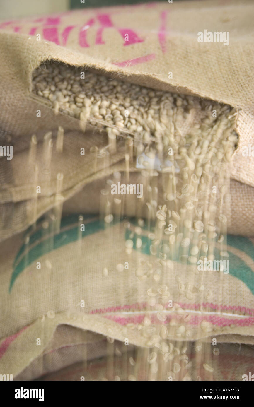 Coffee beans on sack slow hi-res stock photography and images - Alamy