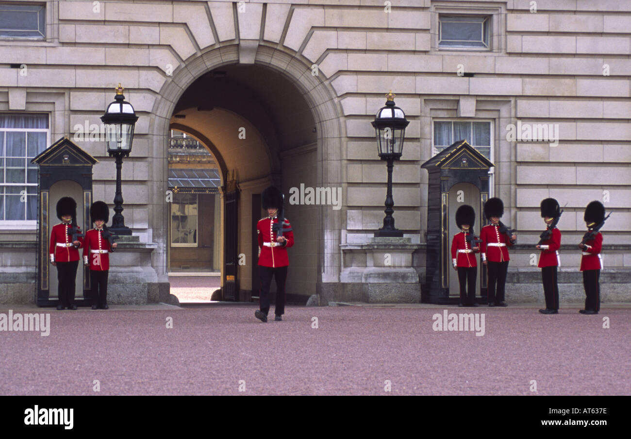 Number 7 Company of Coldstream Guards on duty at Buckingham Palace ...