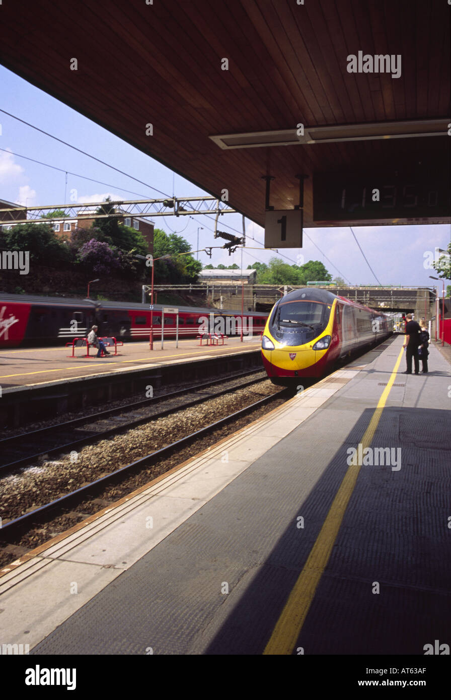 Virgin Train entering Coventry Railway Station England UK Stock Photo ...
