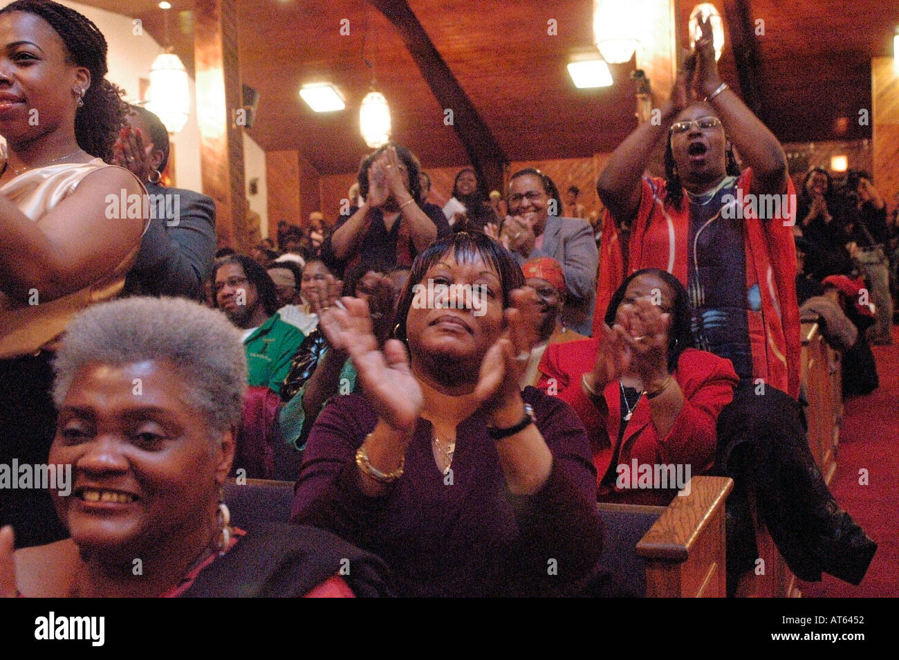 Congregants at the St Paul Community Baptist Church scream out during ...