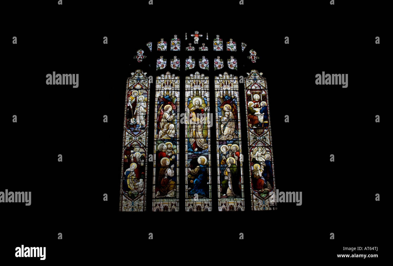 Stained glass window at St Mary's Church, Chirk, Wales Stock Photo - Alamy