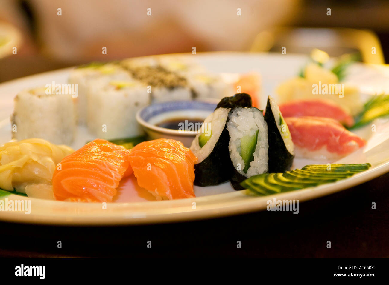 Sushi on plate, close-up Stock Photo - Alamy
