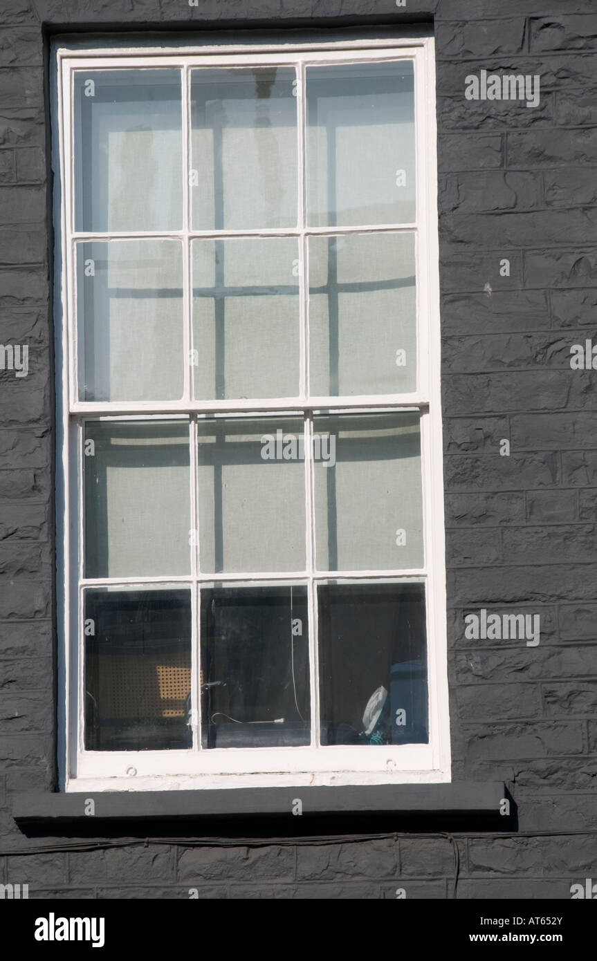 Regency 12 pane wooden sash window c 1825 Aberystwyth Wales UK Stock ...