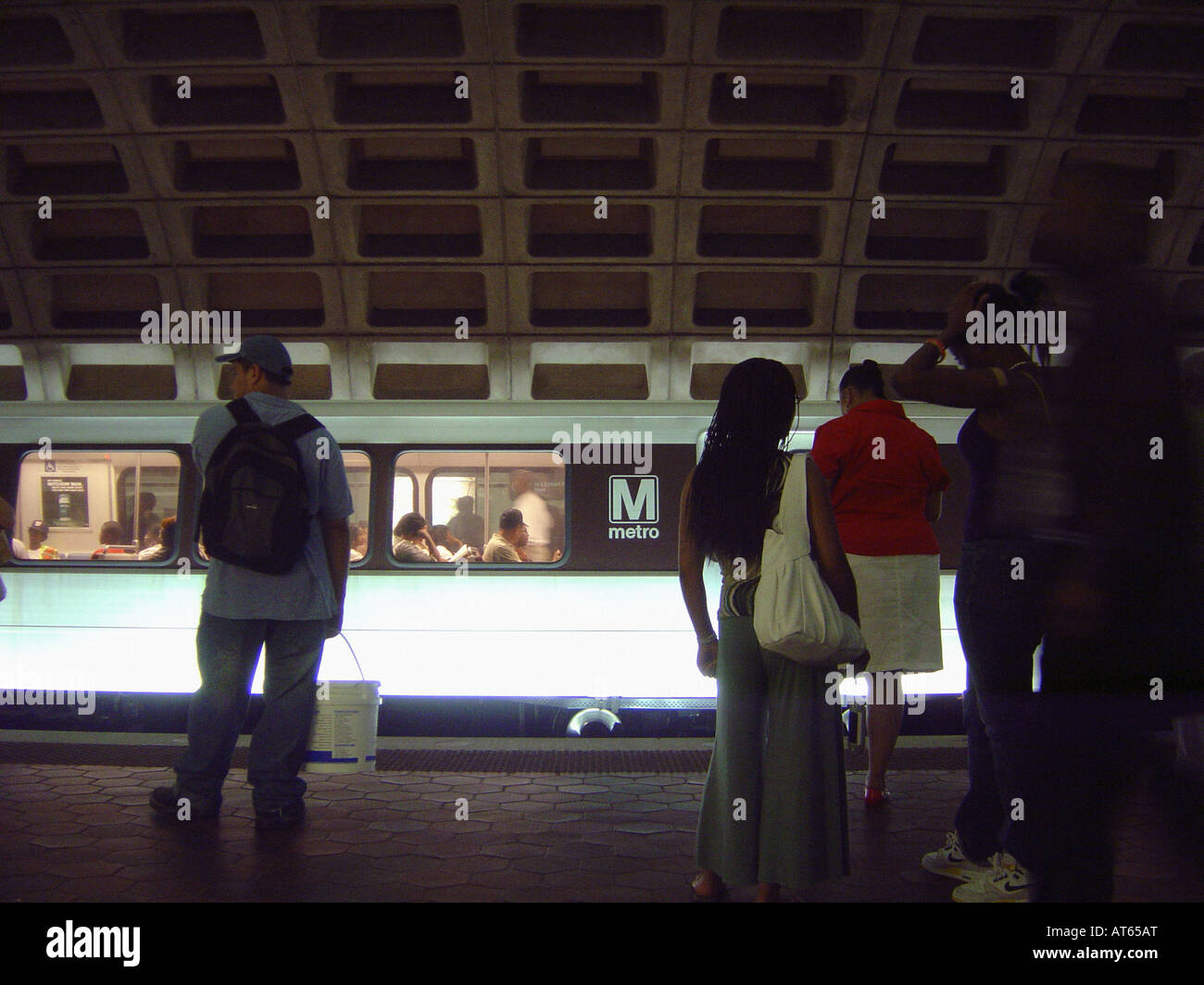 Commuters Standing on a Subway Train Platform in Washington DC USA ...