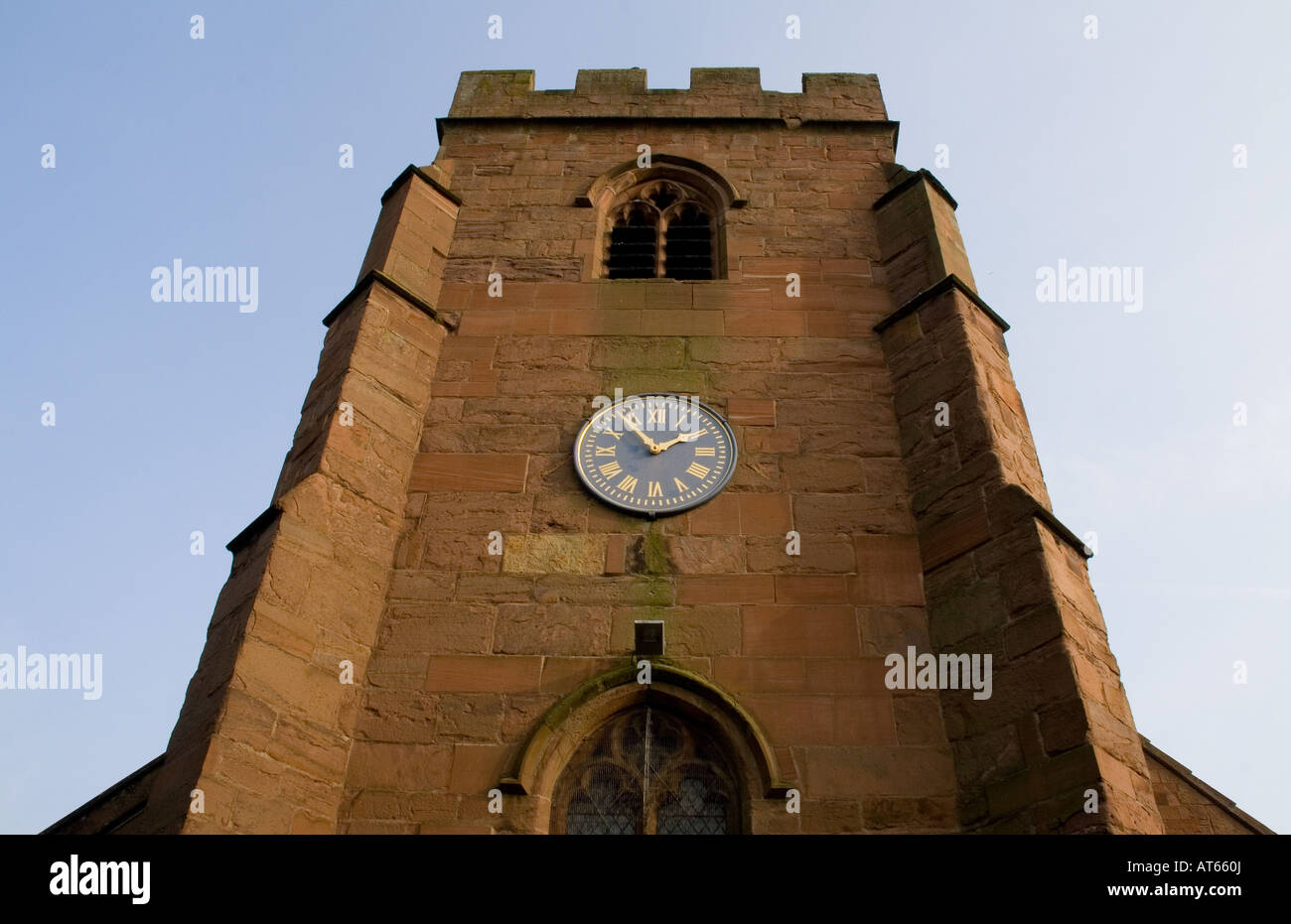 The Tower of St Mary the Virgin Church, Overton, Wrexham, Wales Stock ...