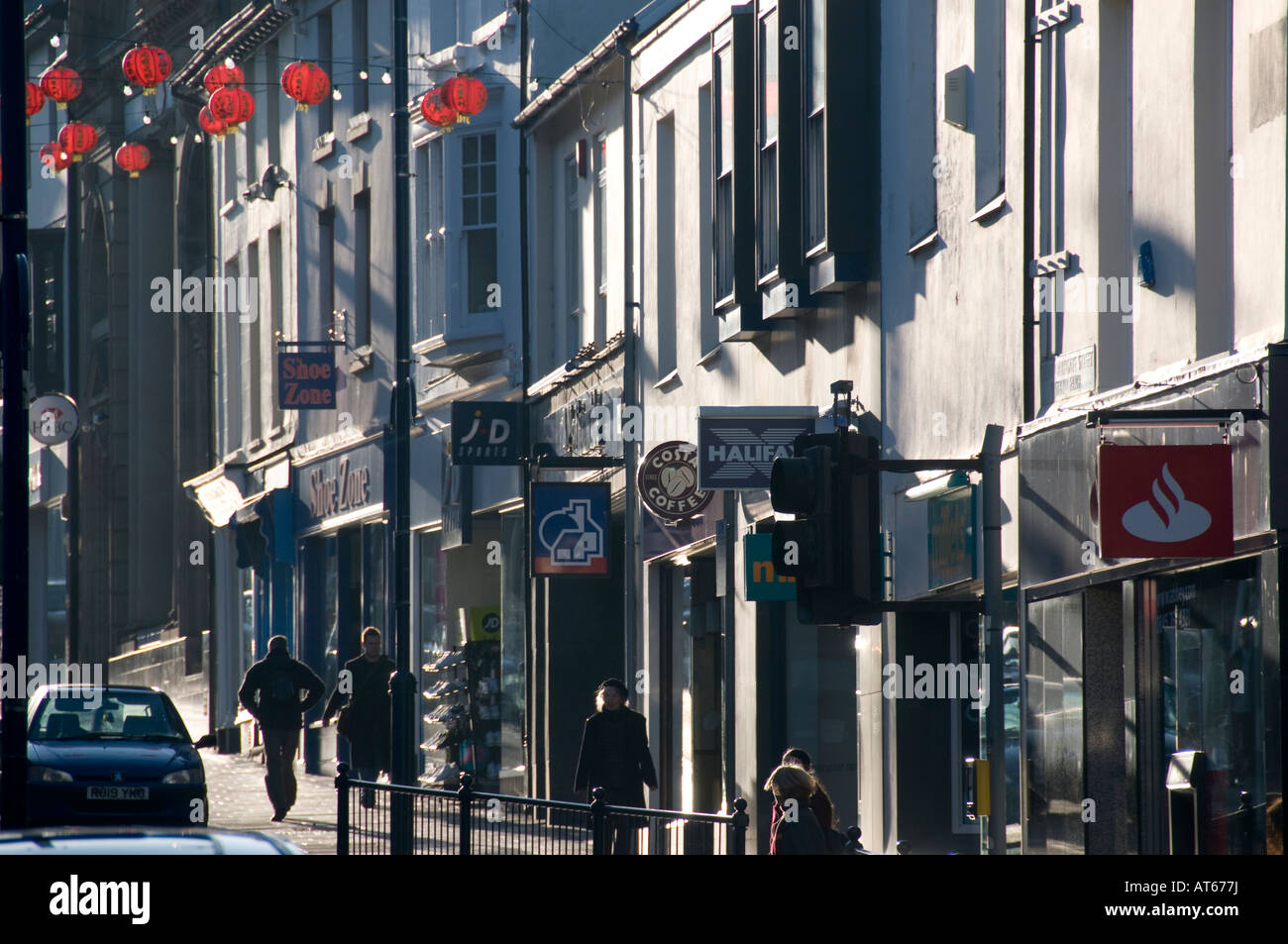 Chain store retail shops and building society branches on the main ...
