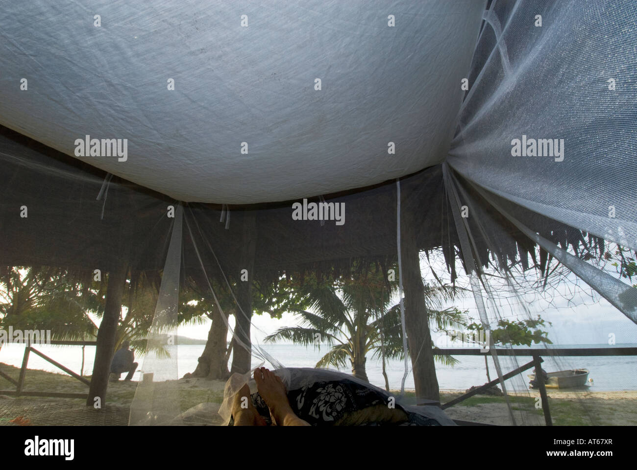 inside a typically FALE on beach beachfale SAMOA UPOLU namua island NE ...