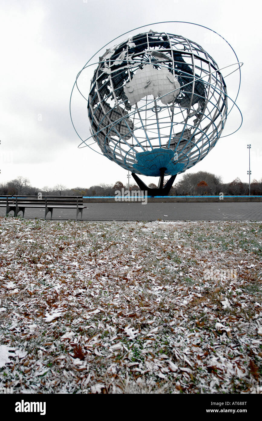 Worlds Fair Unisphere Globe on a Winter Day Flushing Meadows Corona ...