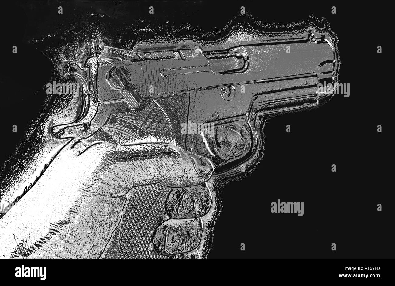 The slide of the pistol hand gun Black and White Stock Photos & Images ...