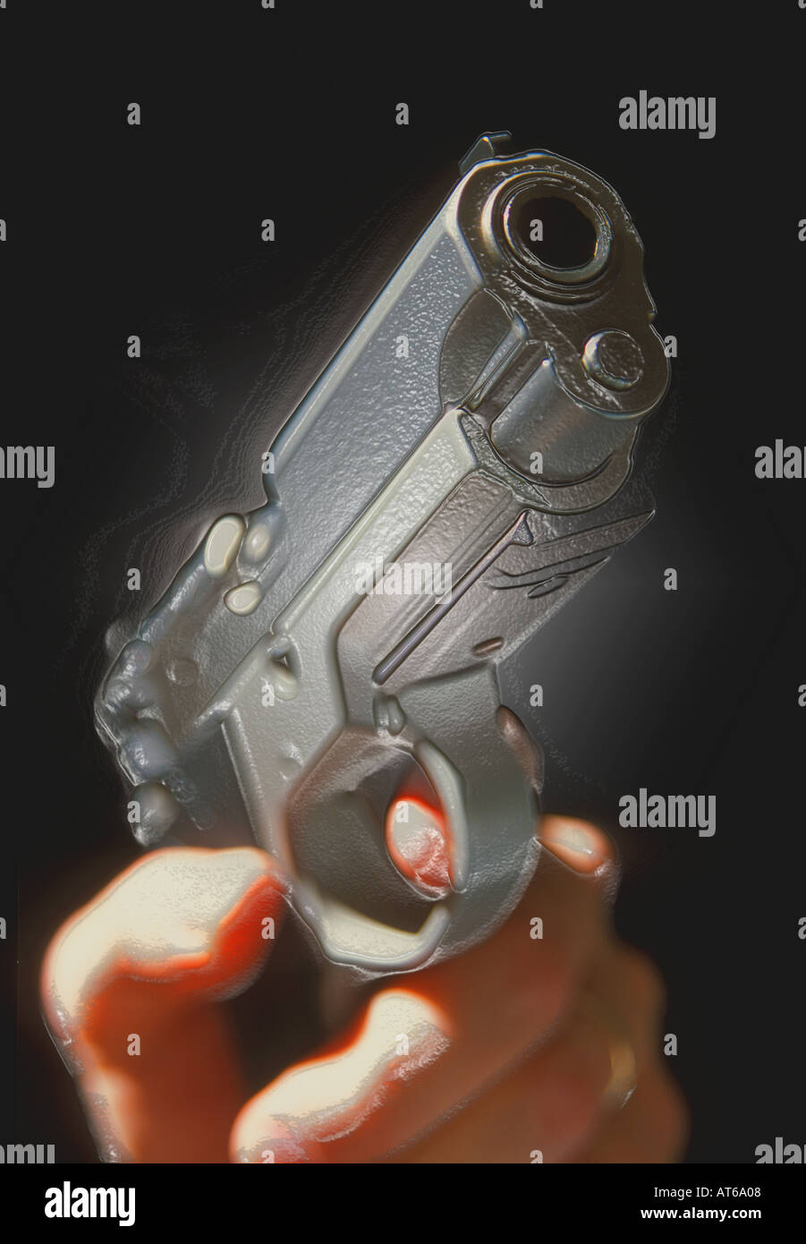 Semi automatic pistol being pointed and ready to fire Stock Photo - Alamy