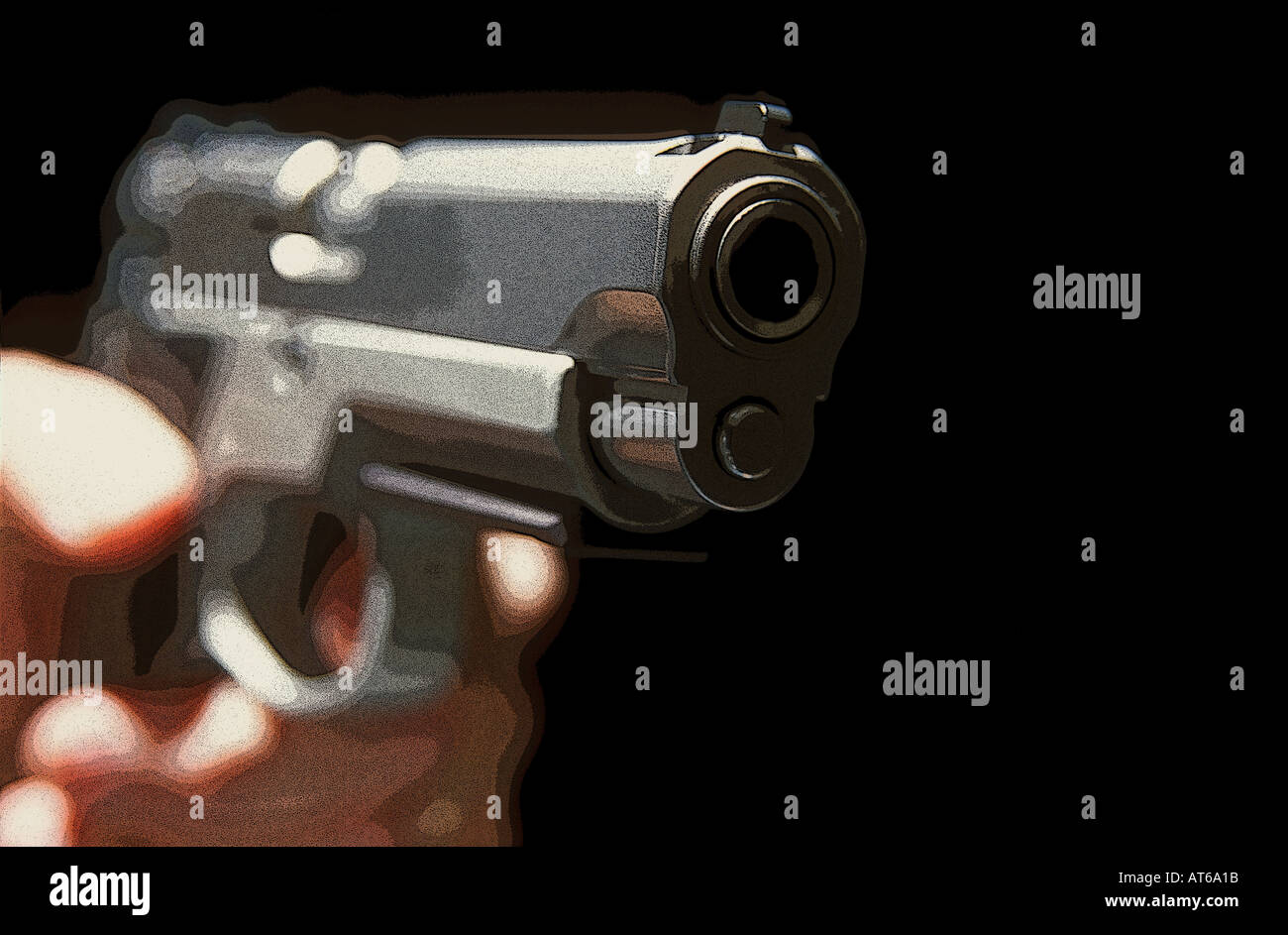 Automatic pistol handgun being pointed and ready to fire pull the ...