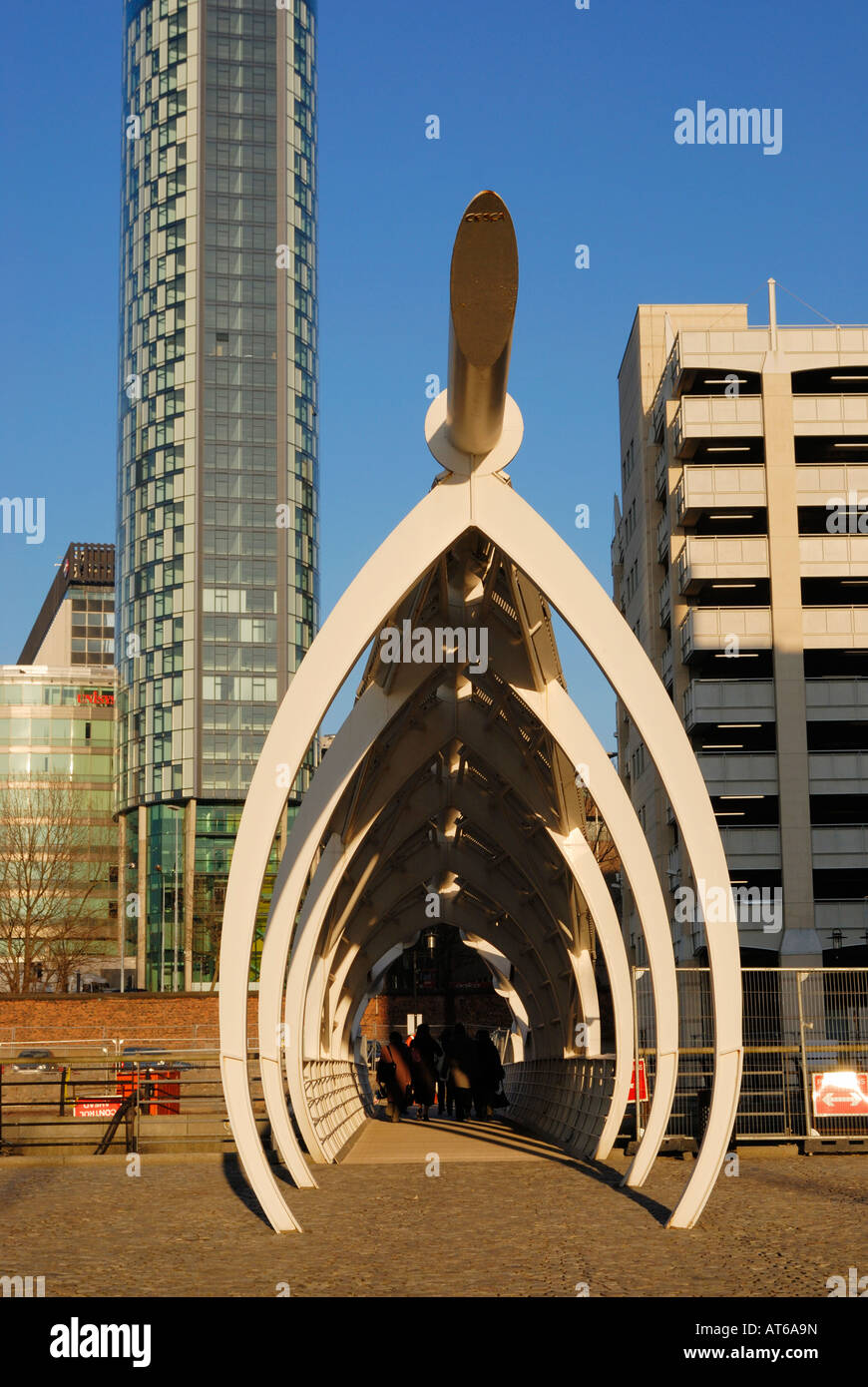 The footbridge with a 'wishbone' structure supported by a series of ...