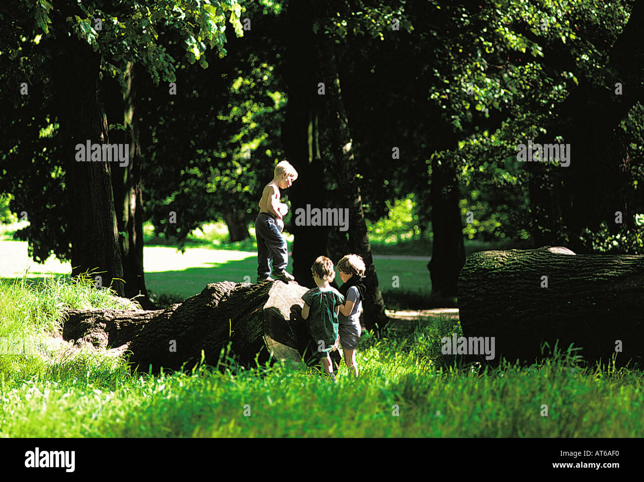 london camden three children playing hampstead heath Stock Photo - Alamy