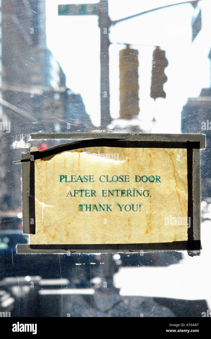 Please Close Door After Entering Thank You Sign on a Door Stock Photo ...