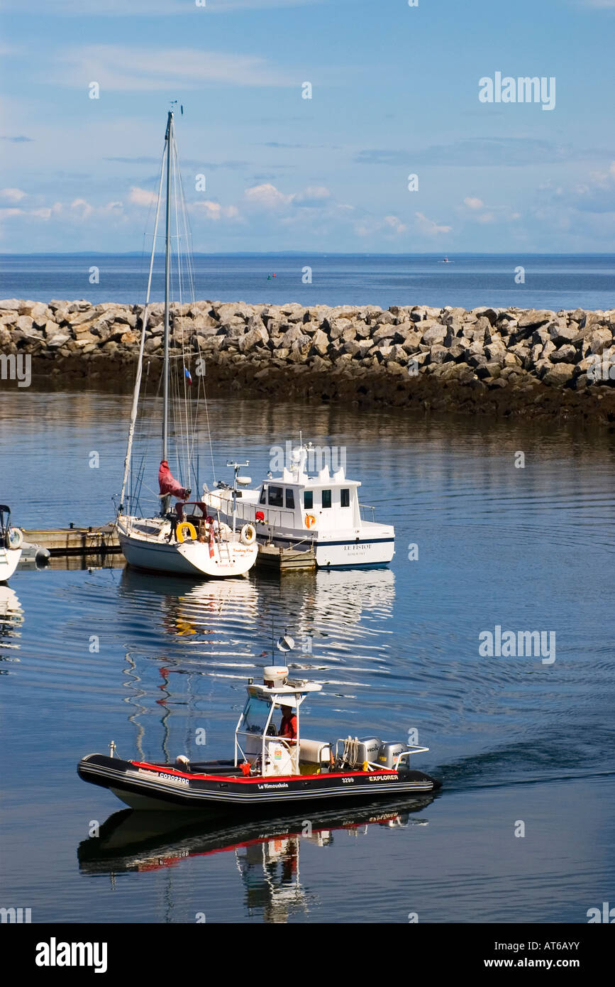 Pneumatic boat arriving at Rimouski marina from an excursion on St ...
