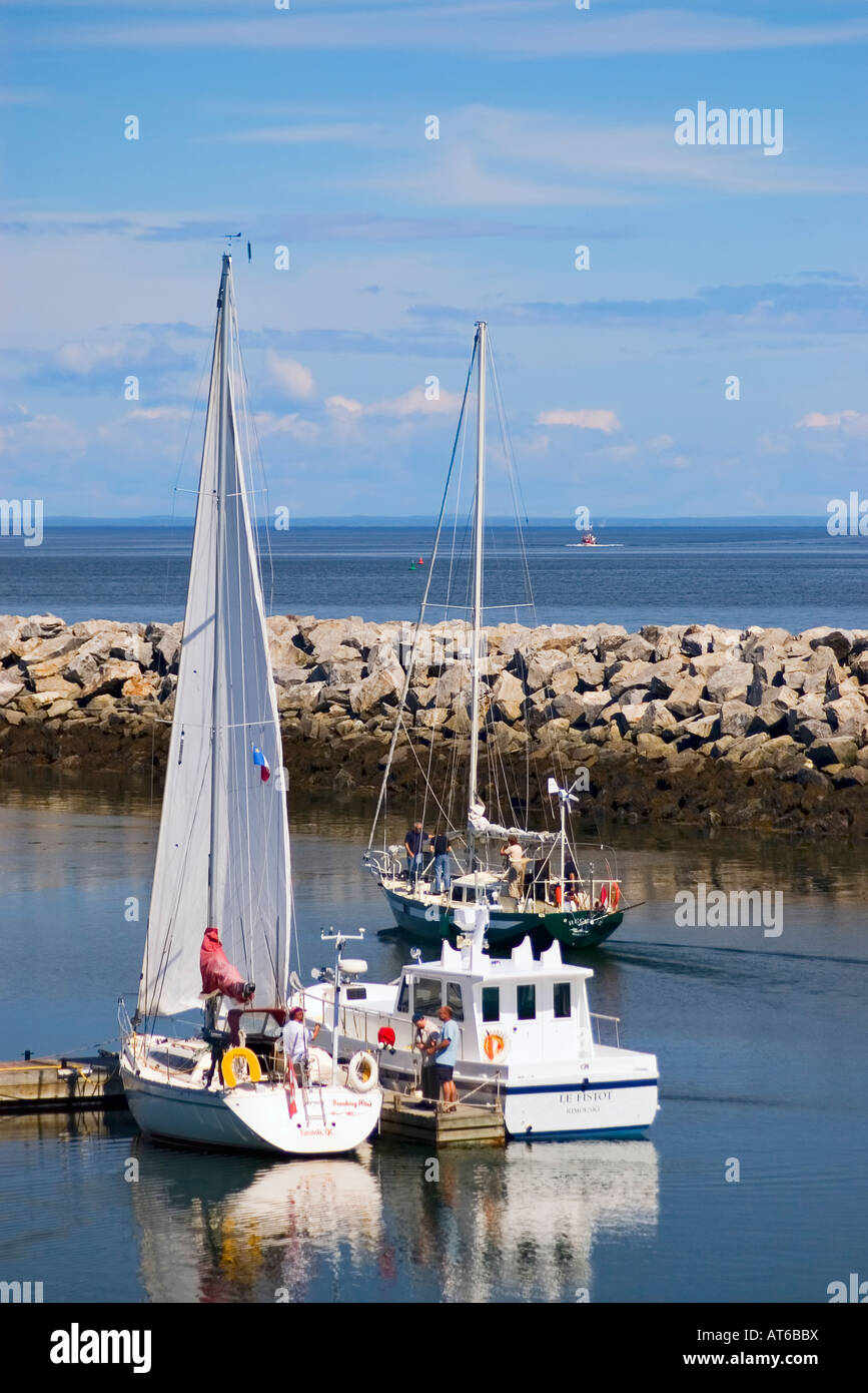 Sail boat Bec Scie leaving Rimouski marina to go on St Saint Lawrence ...