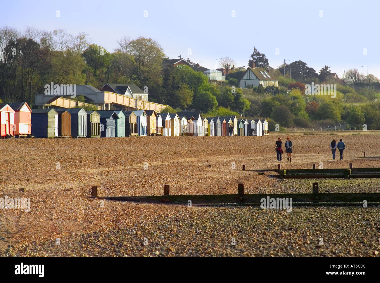 england kent whitstable shingle beach seafront beach huts Stock Photo ...