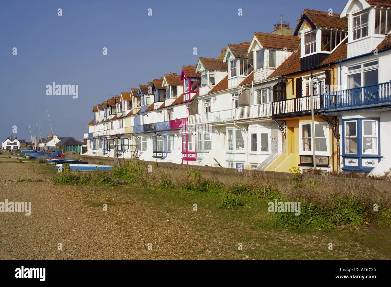 england kent whitstable houses on seafront shingle beach Stock Photo ...