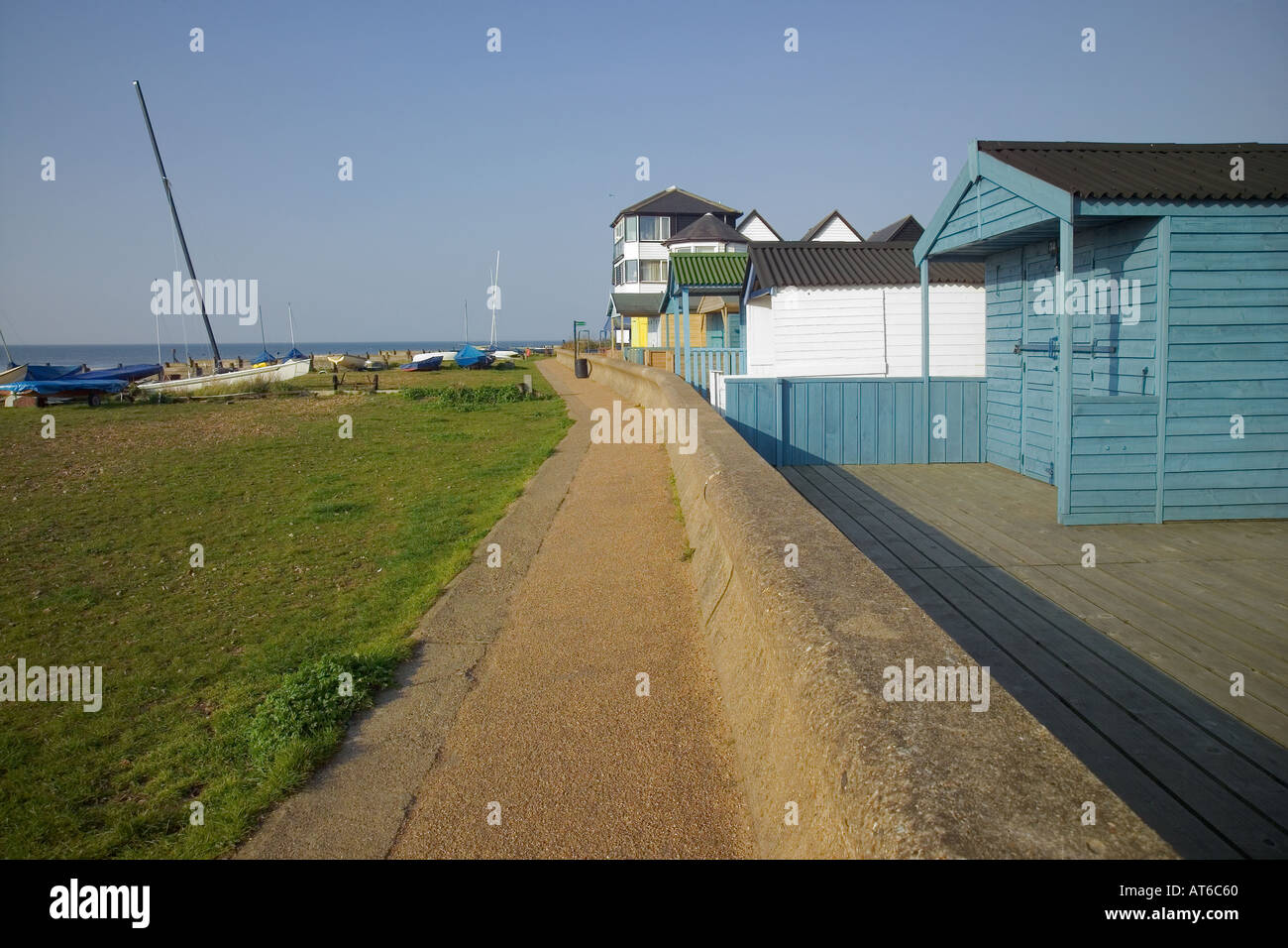 england kent whitstable seafront shingle beach beach huts Stock Photo ...