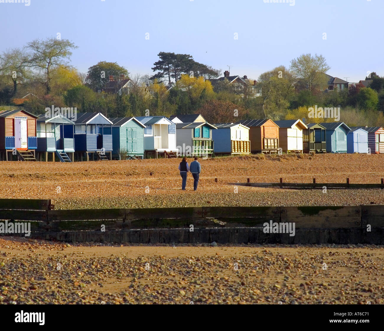 england kent whitstable shingle beach seafront beach huts Stock Photo ...