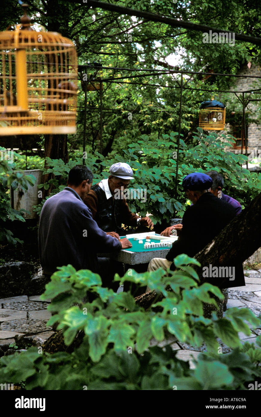 Seniors playing Majiang in Urumqi Park Stock Photo - Alamy