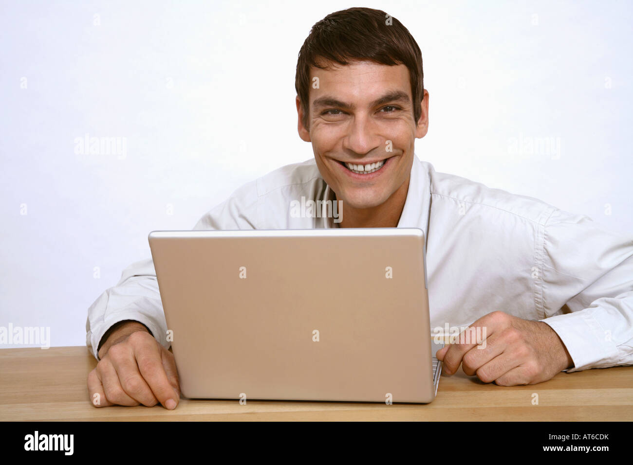 Man using laptop, portrait Stock Photo - Alamy