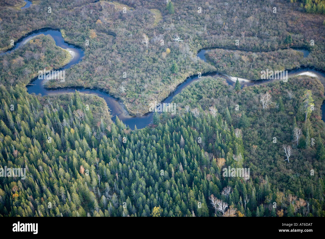 Aerial view of the Nulhegan River in Ferdinand, Vermont Stock Photo - Alamy