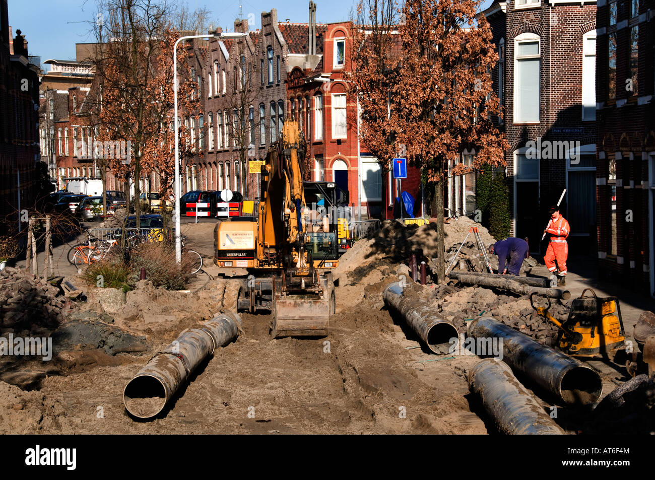 Leiden North infrastructure road pipe pipeline Stock Photo - Alamy