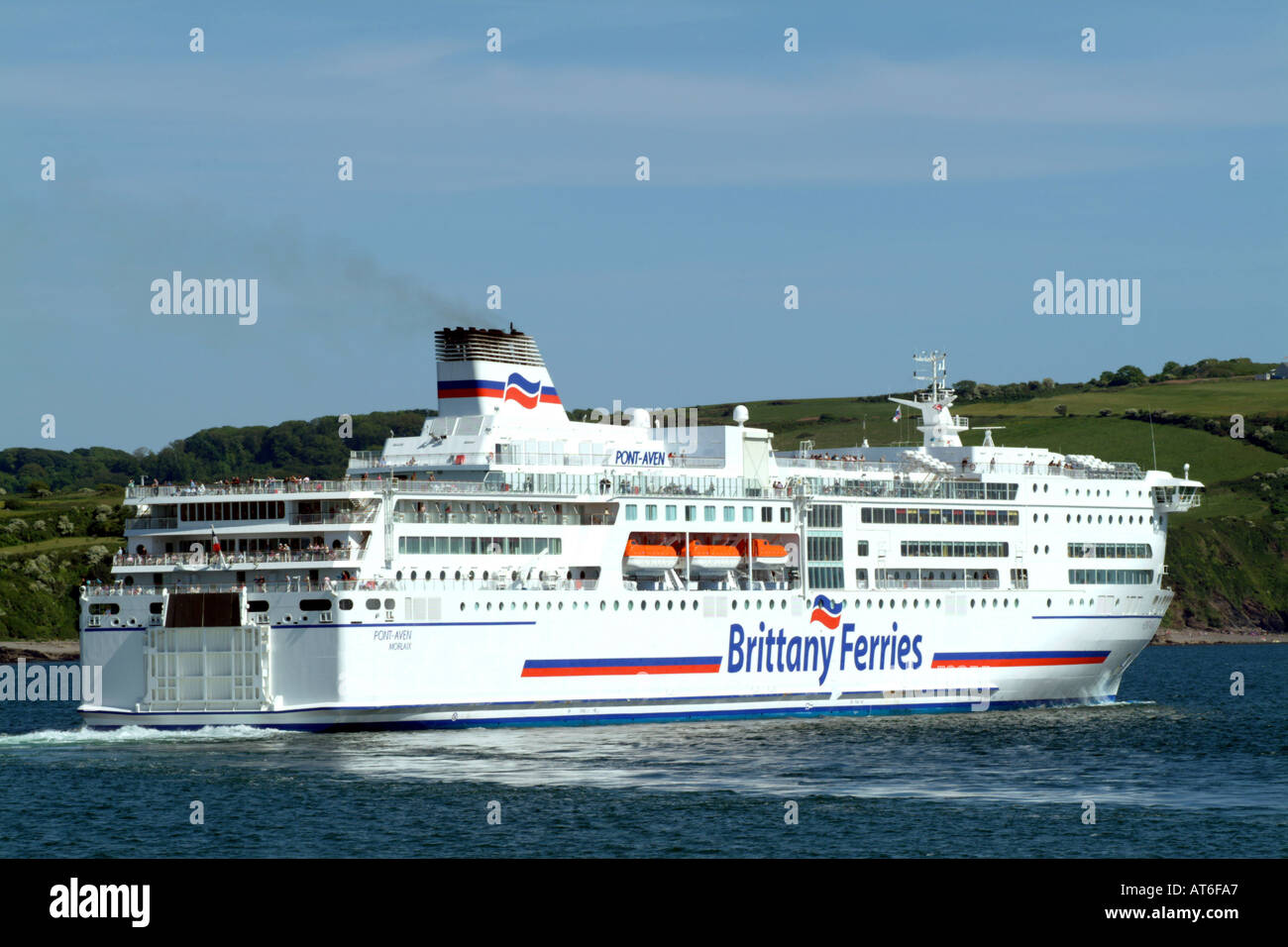 Brittany Ferries ship Pont Aven departs Plymouth Devon England UK A ...