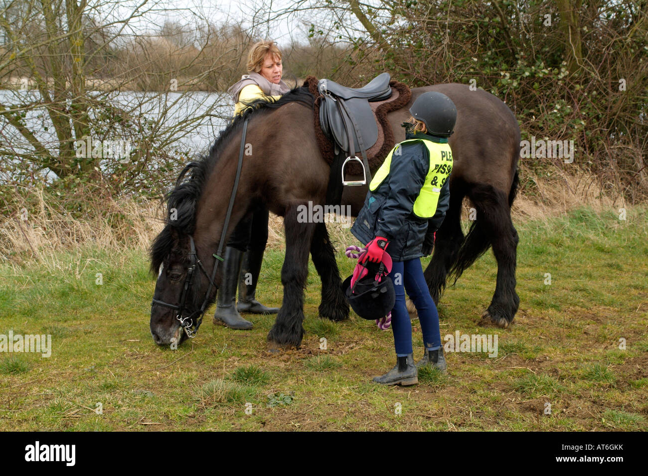 Girl riding pony in english hi-res stock photography and images - Alamy
