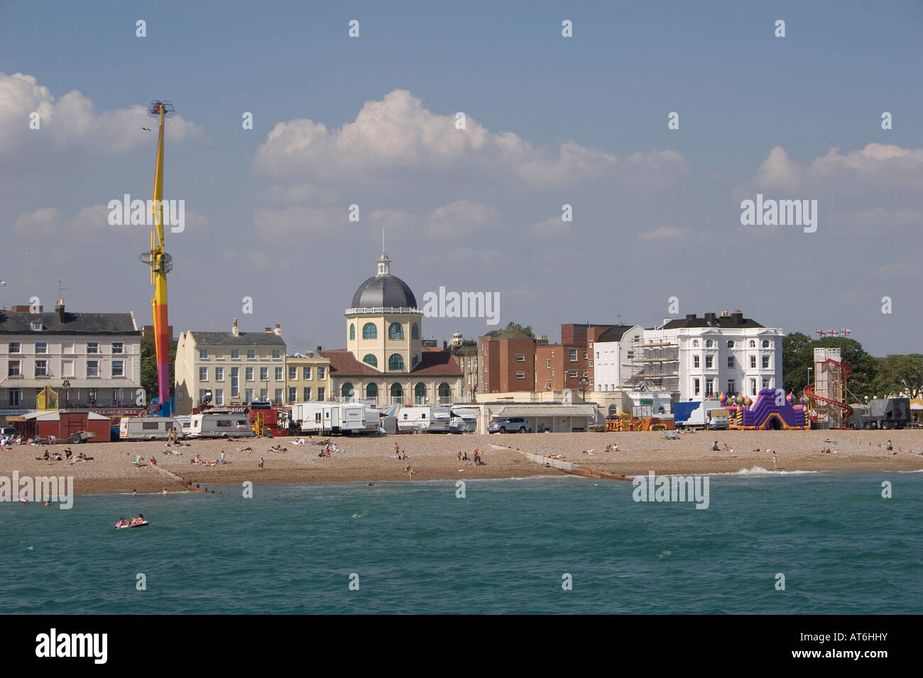 View of seafront and funfair from worthing pier Stock Photo - Alamy