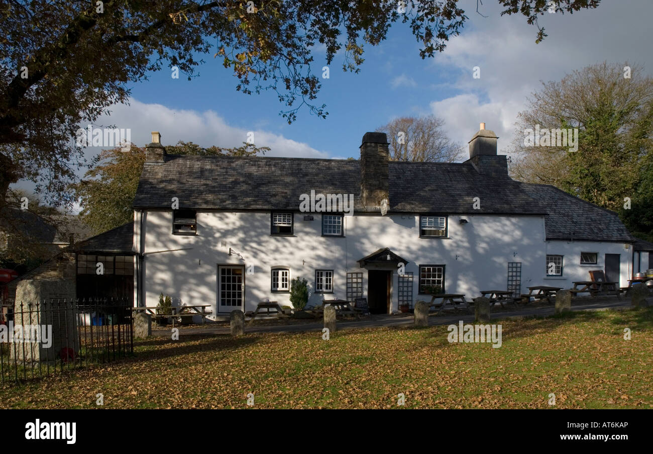 15th century Royal Oak Inn Meavy Dartmoor National Park Devon England ...