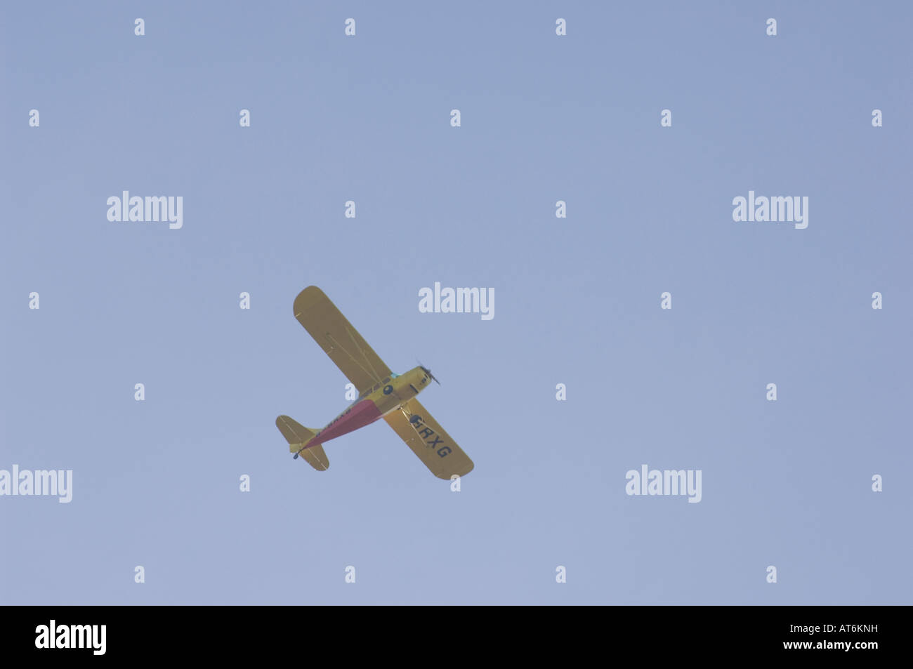 Small light Yellow Plane Flying Stock Photo - Alamy