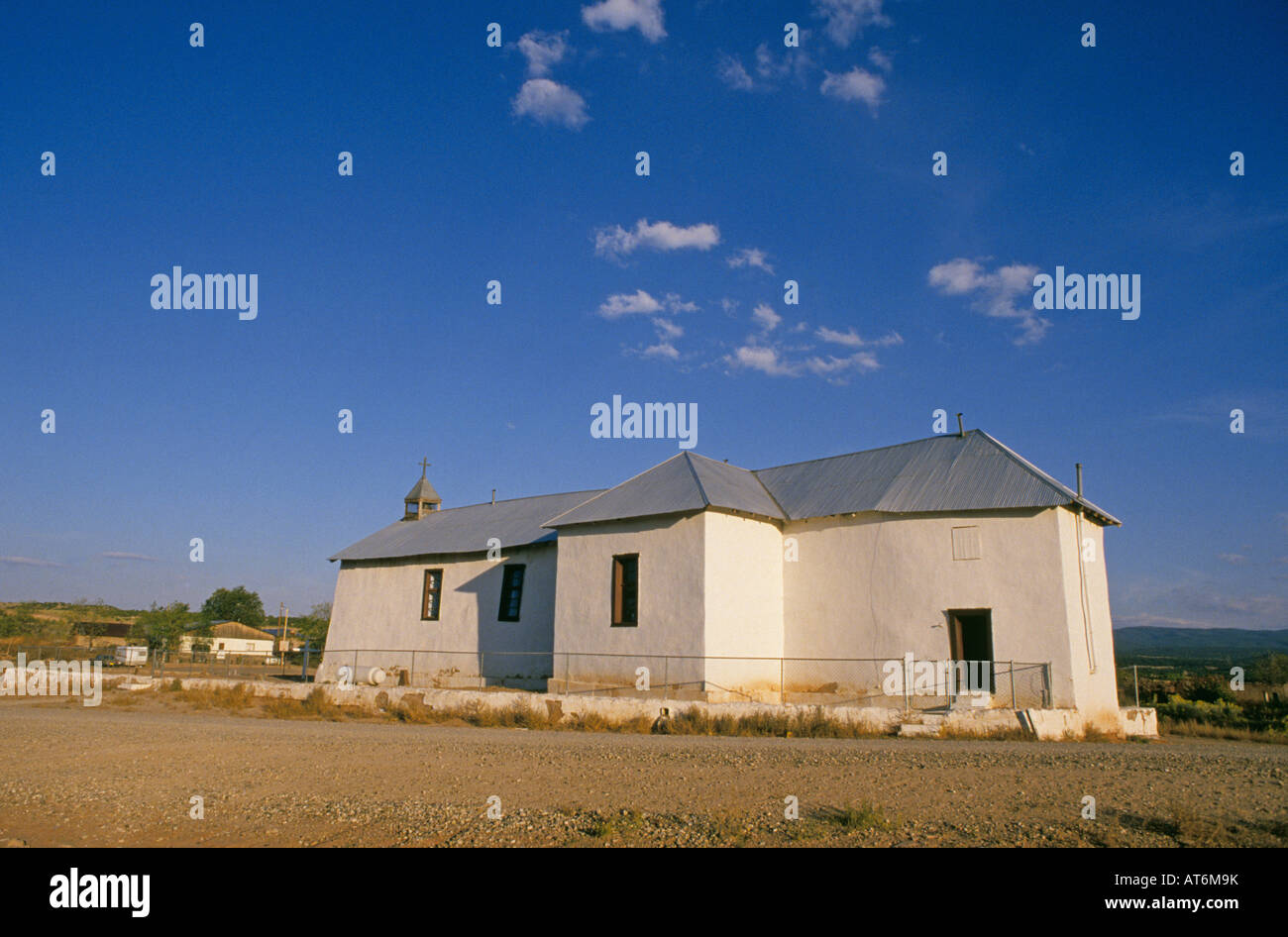 A view of the old adobe Catholic church in the tiny village of San Jose ...