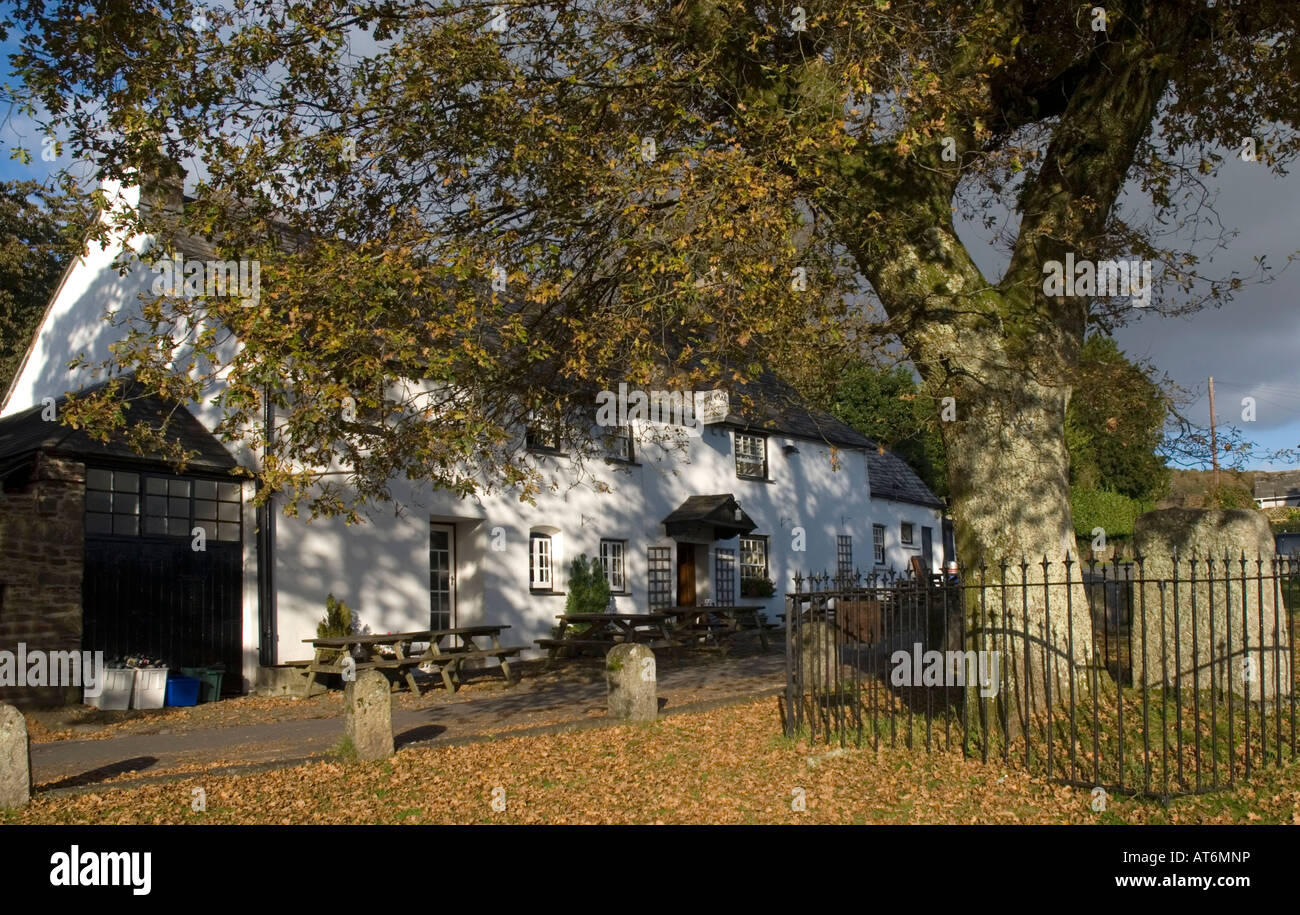 15th century Royal Oak Inn Meavy Dartmoor National Park Devon England ...