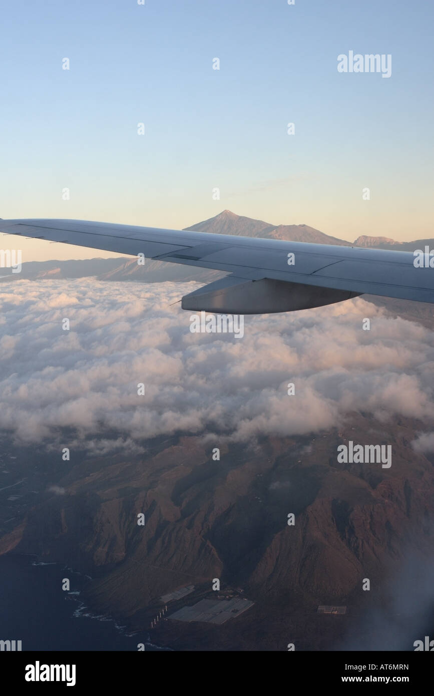 View of tenerife and mount teide out the window of an Airbus A320 Stock ...