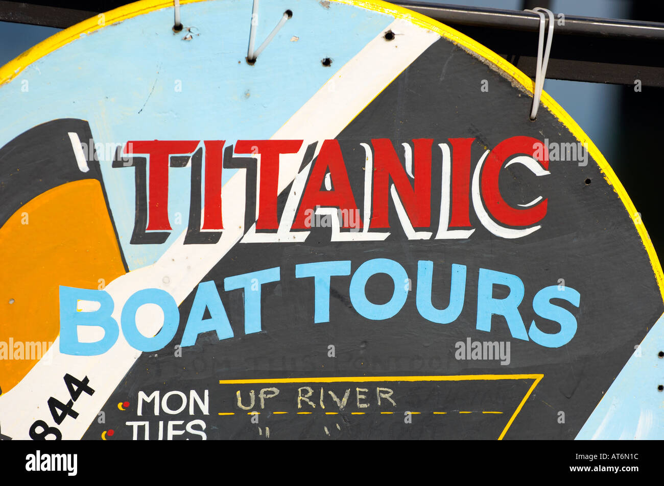 Titanic Boat Tours sign Stock Photo - Alamy