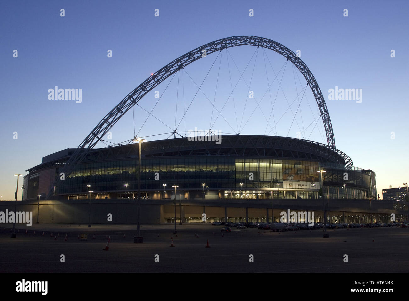 The new Wembley Stadium pictured at dusk December 2007 Stock Photo - Alamy