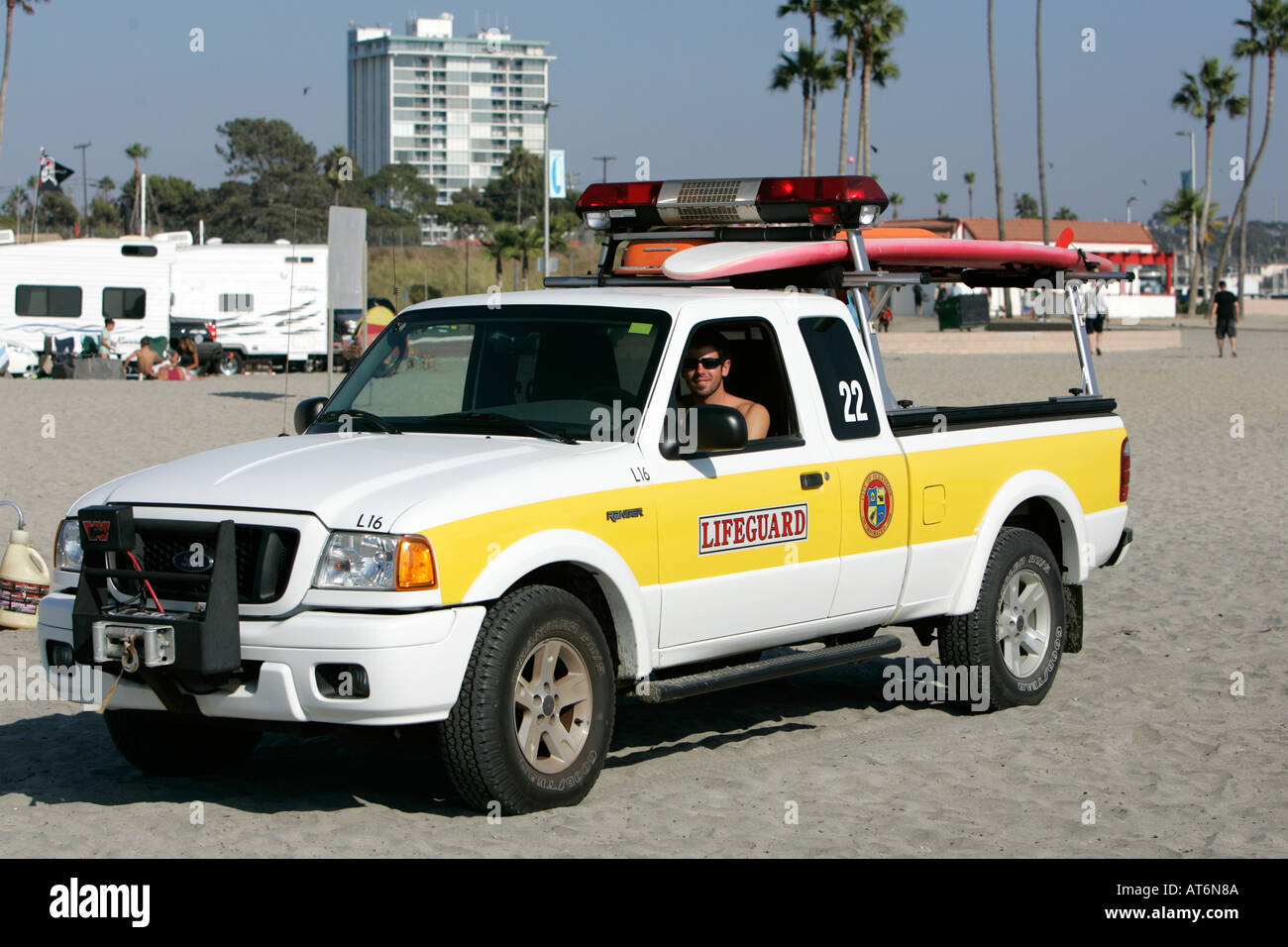 LIFEGUARD AT OCEANSIDE BEACH LOS ANGELES CALIFORNIA Stock Photo - Alamy