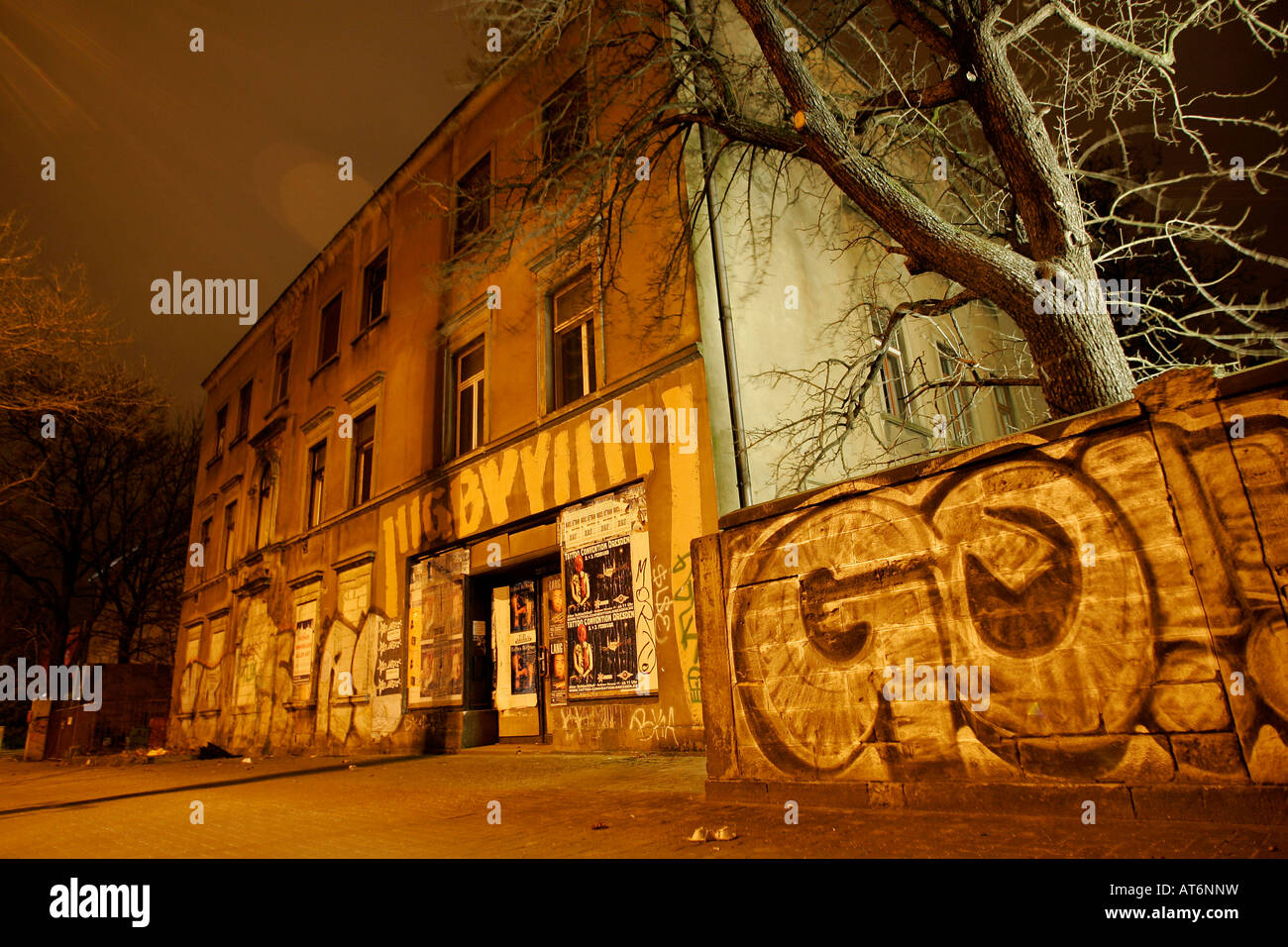 Graffiti-painted House at night Stock Photo - Alamy