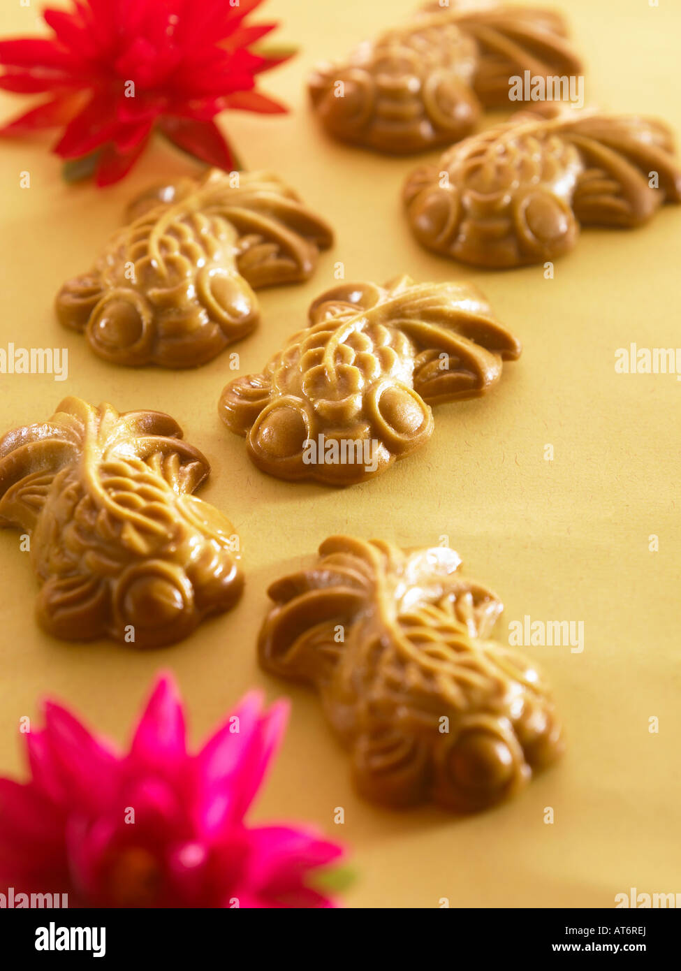gold fish moon cake with lotus Stock Photo - Alamy
