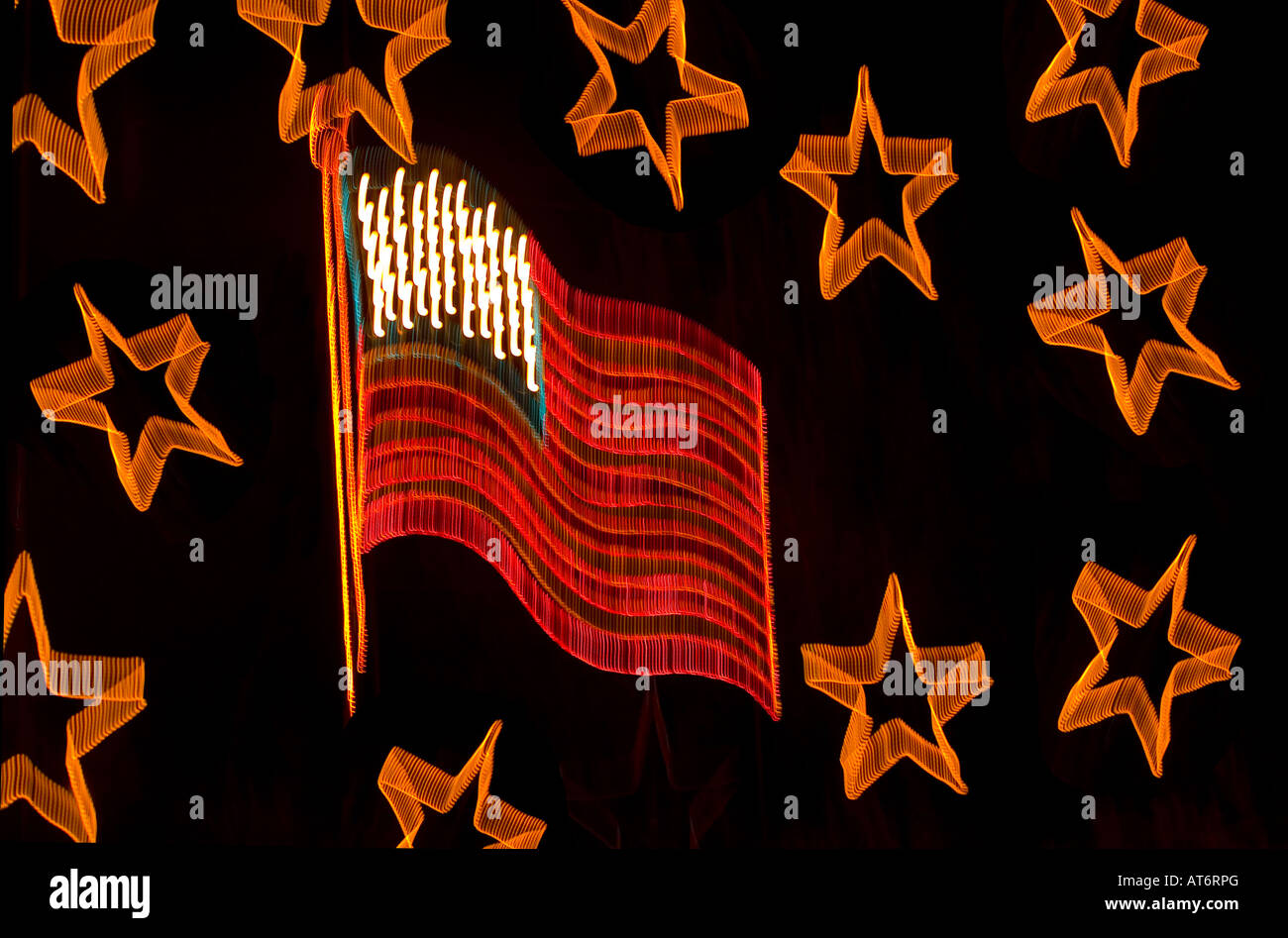 American flag in Christmas lights Stock Photo - Alamy