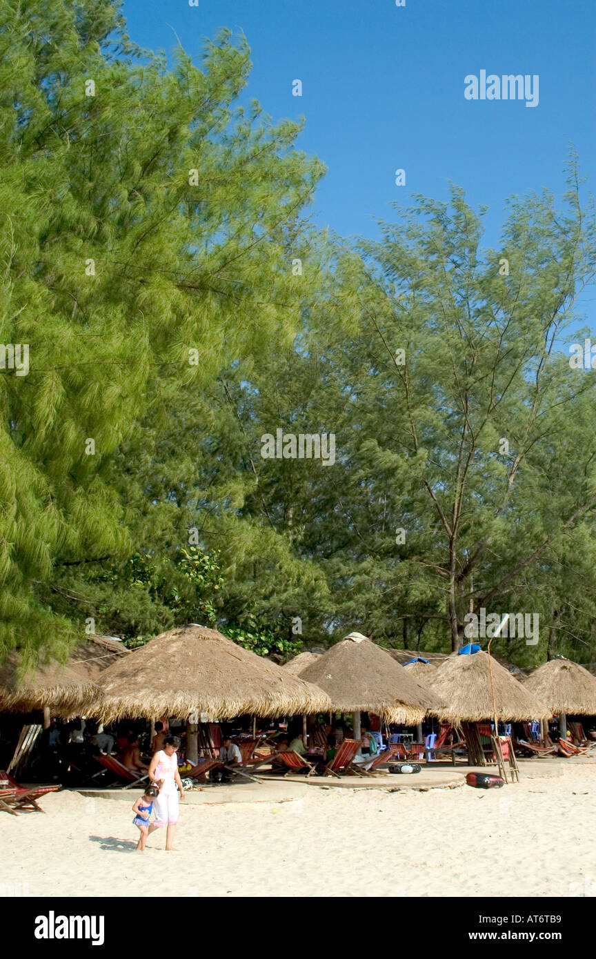 beach huts Sihanoukville south coast Gulf of Thailand Cambodia South ...