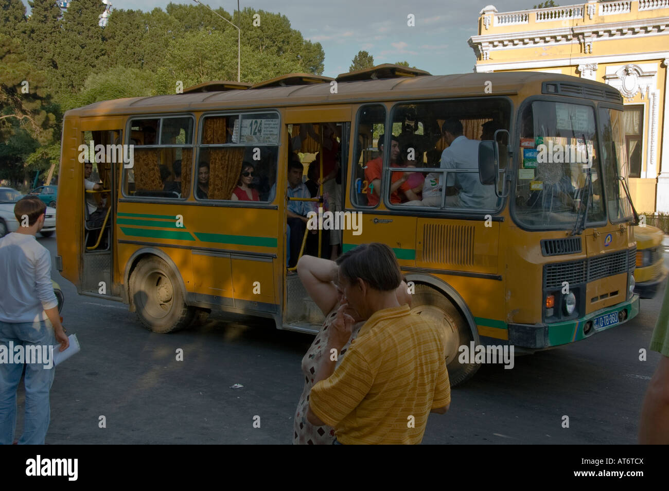 An old bus carrying commuters in Baku, Azerbaijan Stock Photo - Alamy