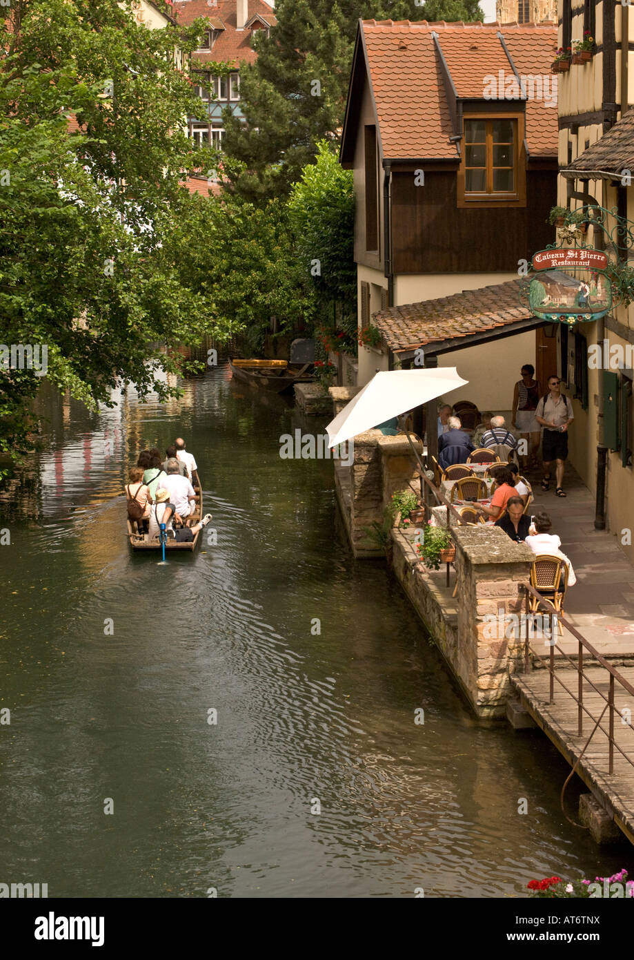 Sightseeing boat trip along the river in Little Venice, Colmar, Alsace ...