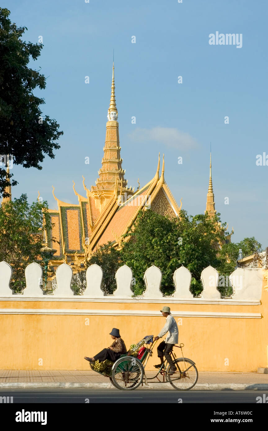 rickshaw outside Royal Palace Phnom Penh Cambodia South East Asia Stock ...