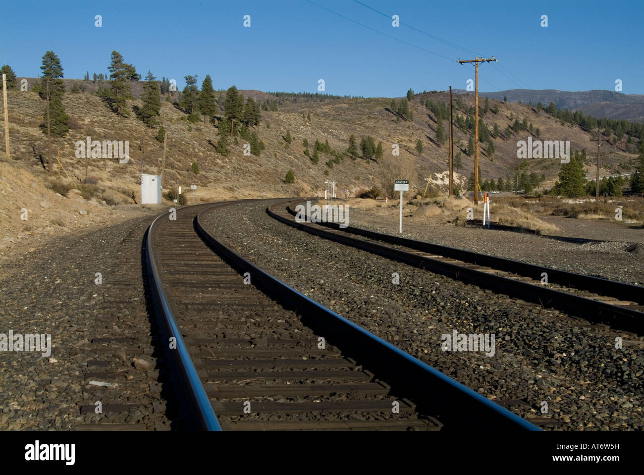 american train track railroad amtrak rails sleeper Stock Photo - Alamy