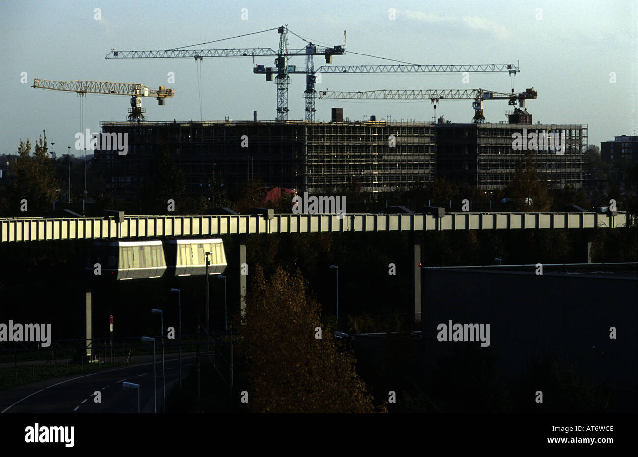 Skytrain, a rapid transit monorail system at Dusseldorf International ...