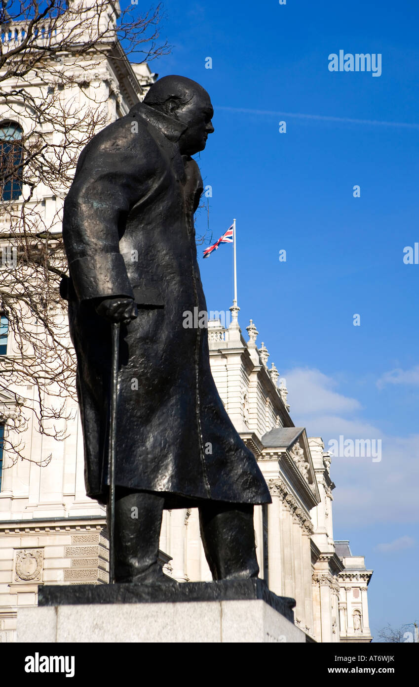 winston churchill parliment square union jack flag in background Stock ...